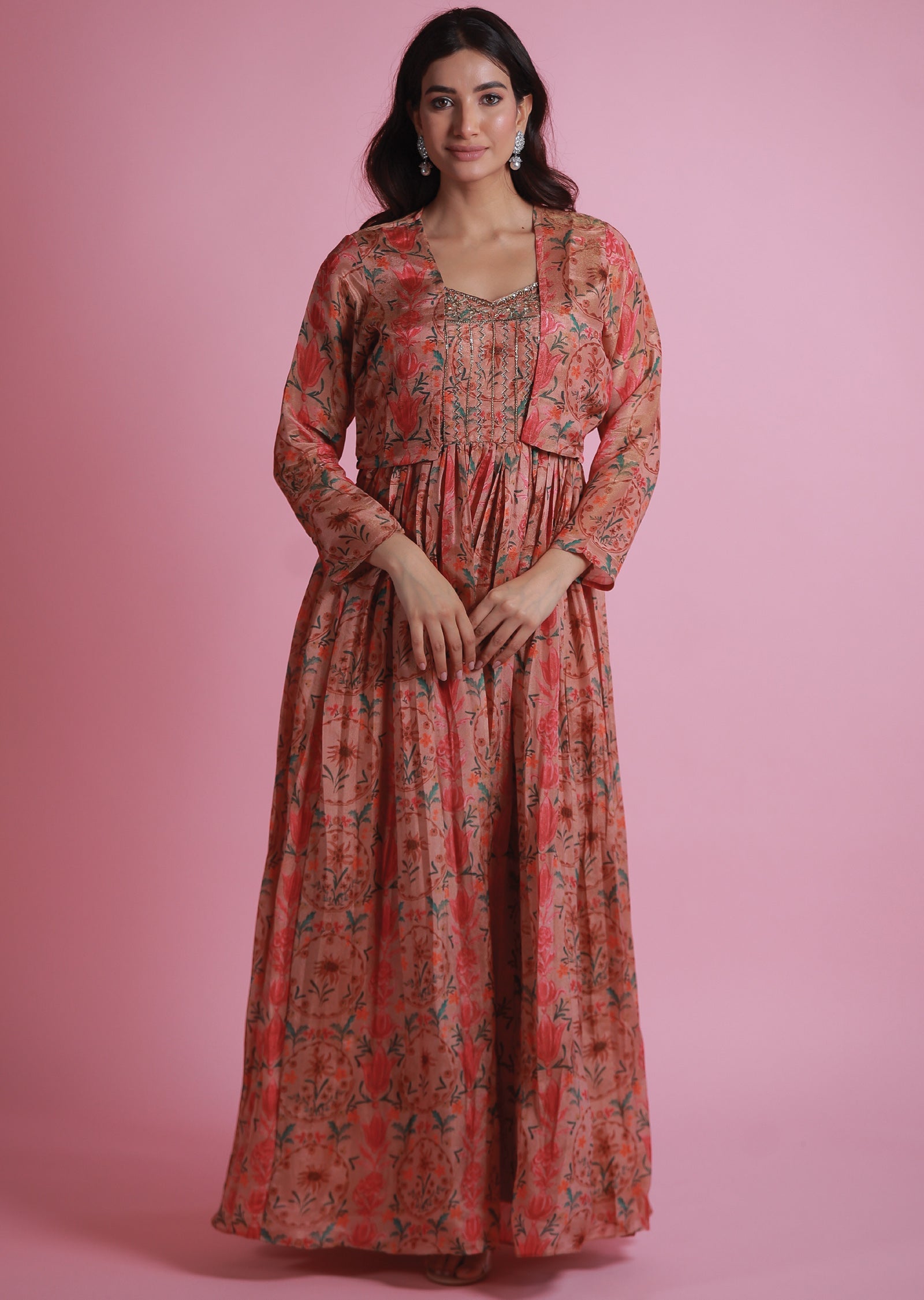 Rust Tissue Silk Gown