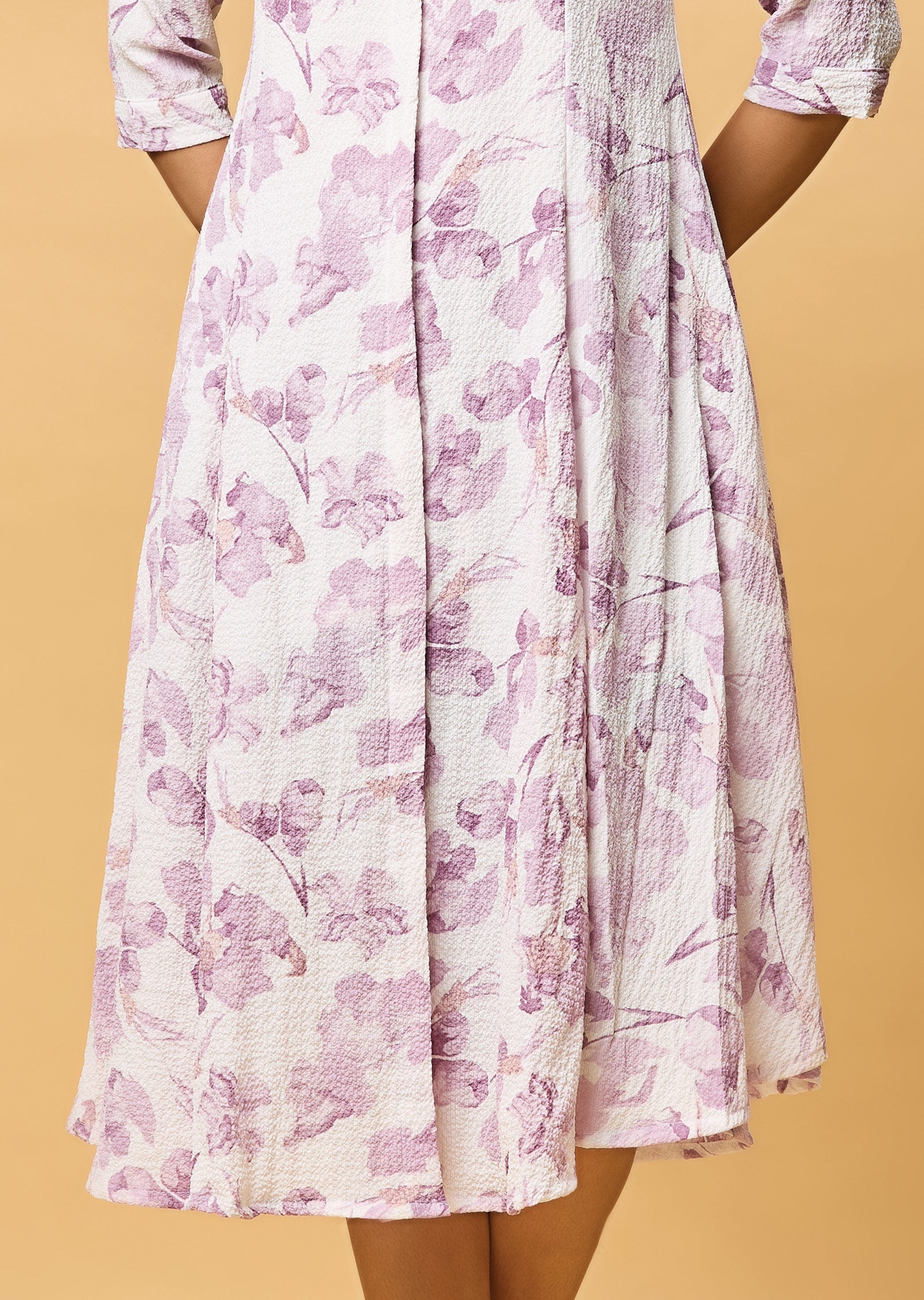Off White & Lavender Georgette Midi Dress