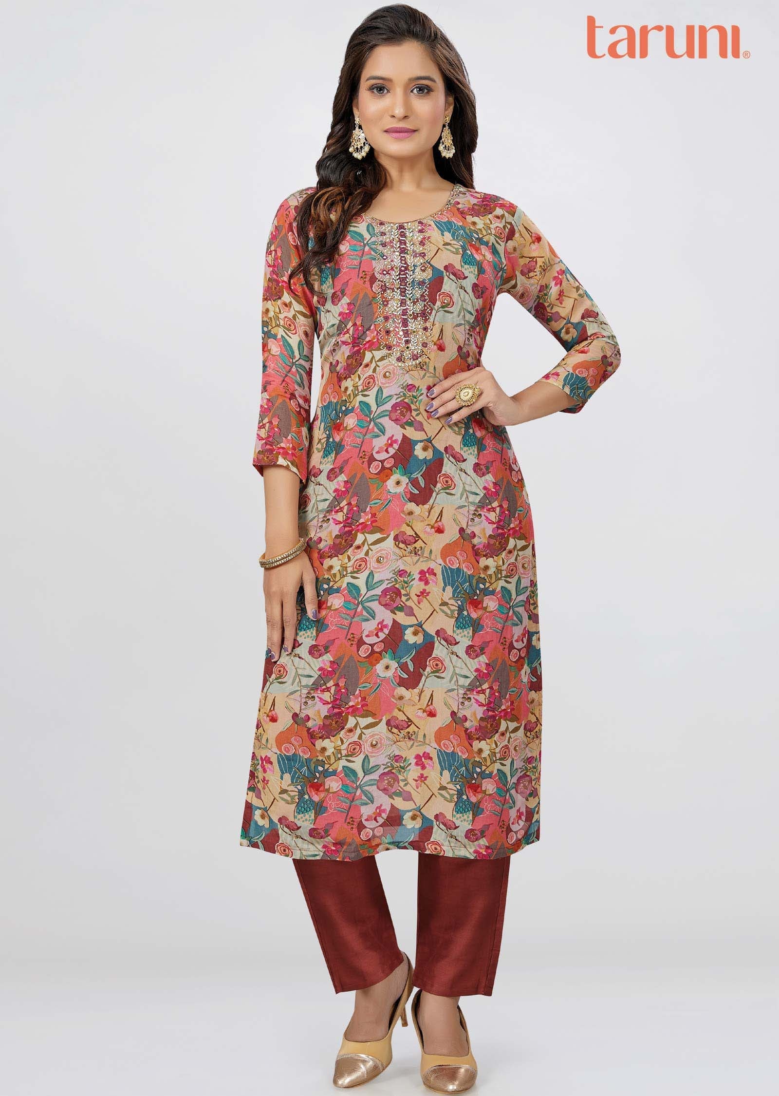 Mullti Organza Floral Printed Kurti Sets
